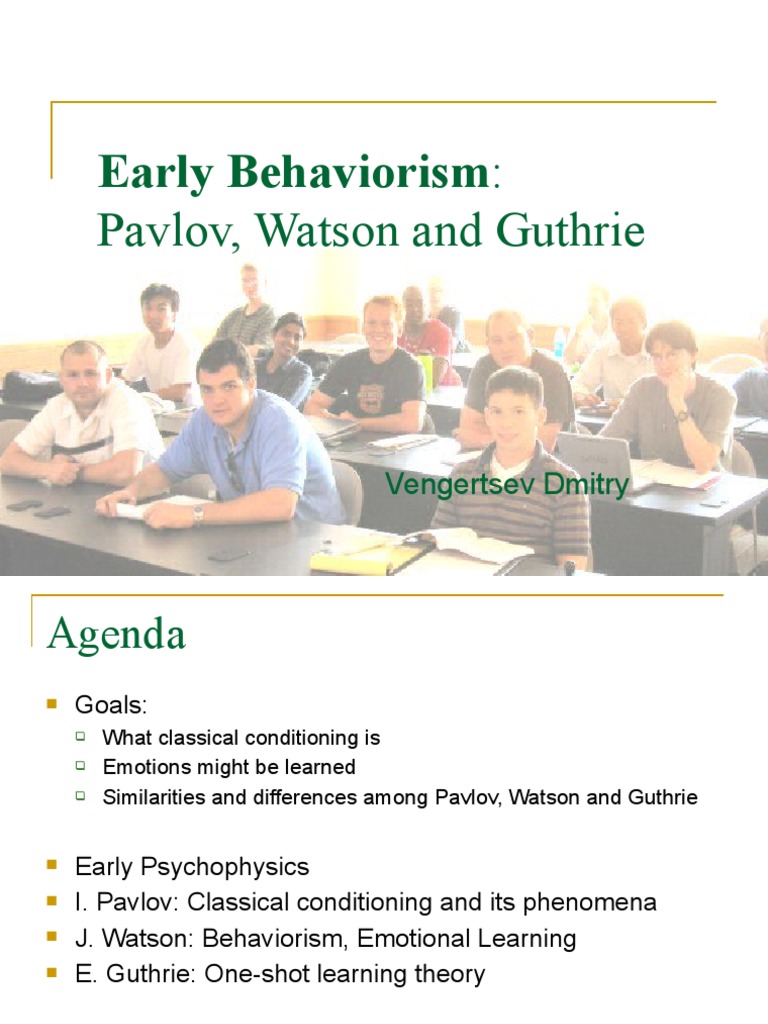 Presentation 2 Introduction Pavlov Watson and Gutrie | PDF | Classical Conditioning | Behaviorism