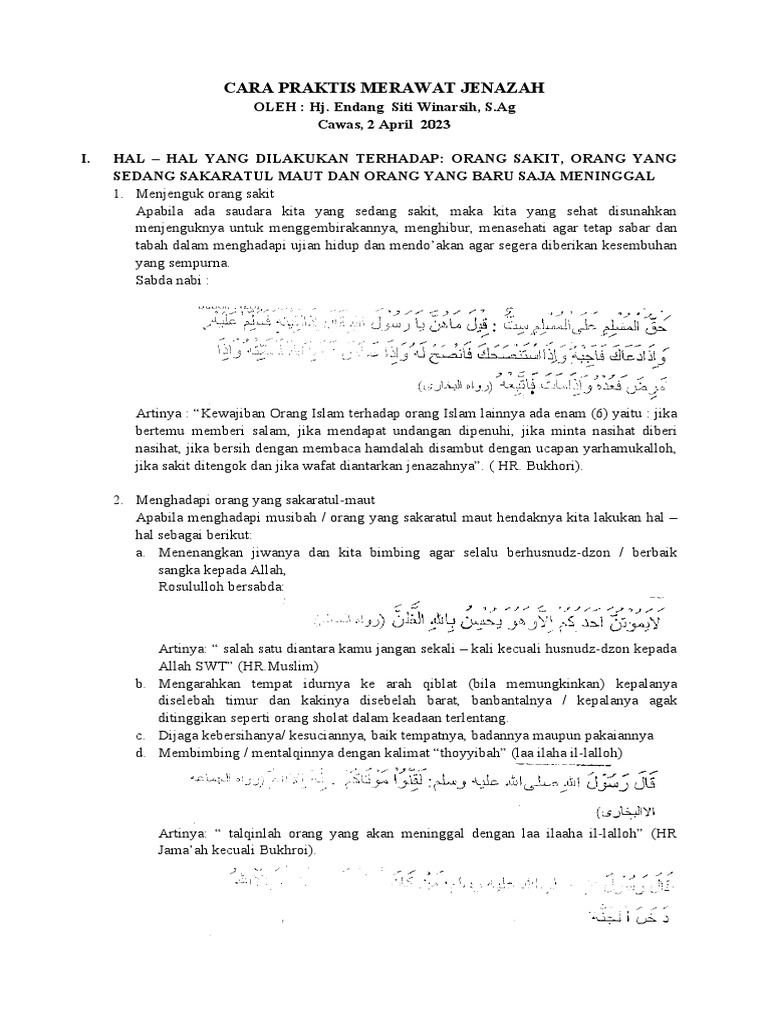 Cara Praktis Merawat Jenazah | PDF Cara Praktis Merawat Jenazah | PDF