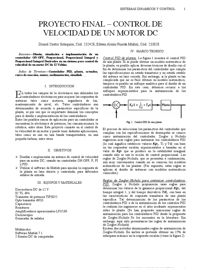 Control de Velocidad de Un Motor DC | PDF | Electrónica | Transistor