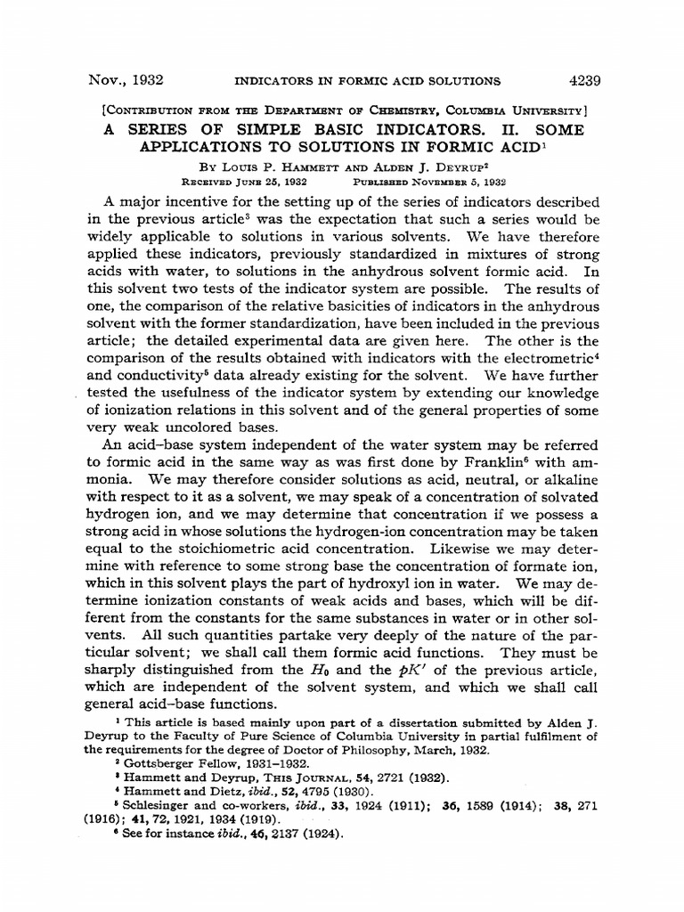 Chemists' Guide to Formic Acid Indicators | PDF | Acid | Acid ...