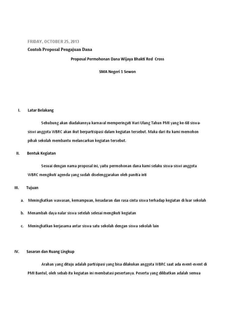 Contoh Proposal Pengajuan Dana Proposal Permohonan Dana Wijaya Bhakti ...