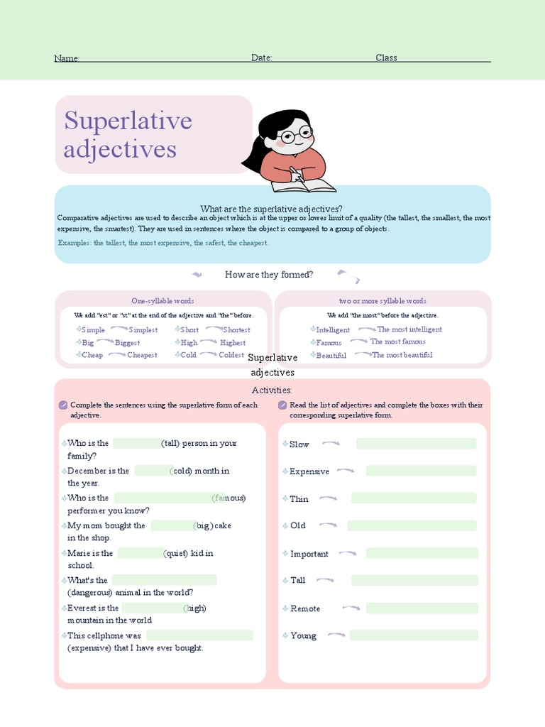 Superlative Adjectives 1 | PDF | Adjective | Linguistics