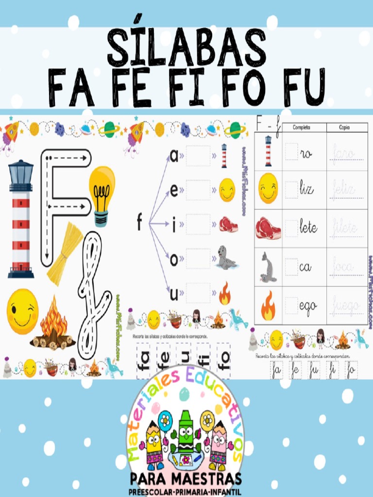 Fichas para Trabajar Sílabas Fa Fe Fi Fo Fu Recopilado Por Materiales ...