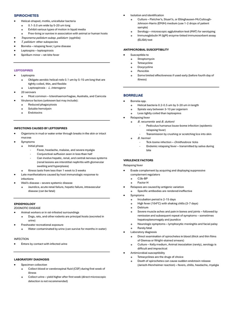 17.1 Spirochetes | PDF | Infection | Lyme Disease