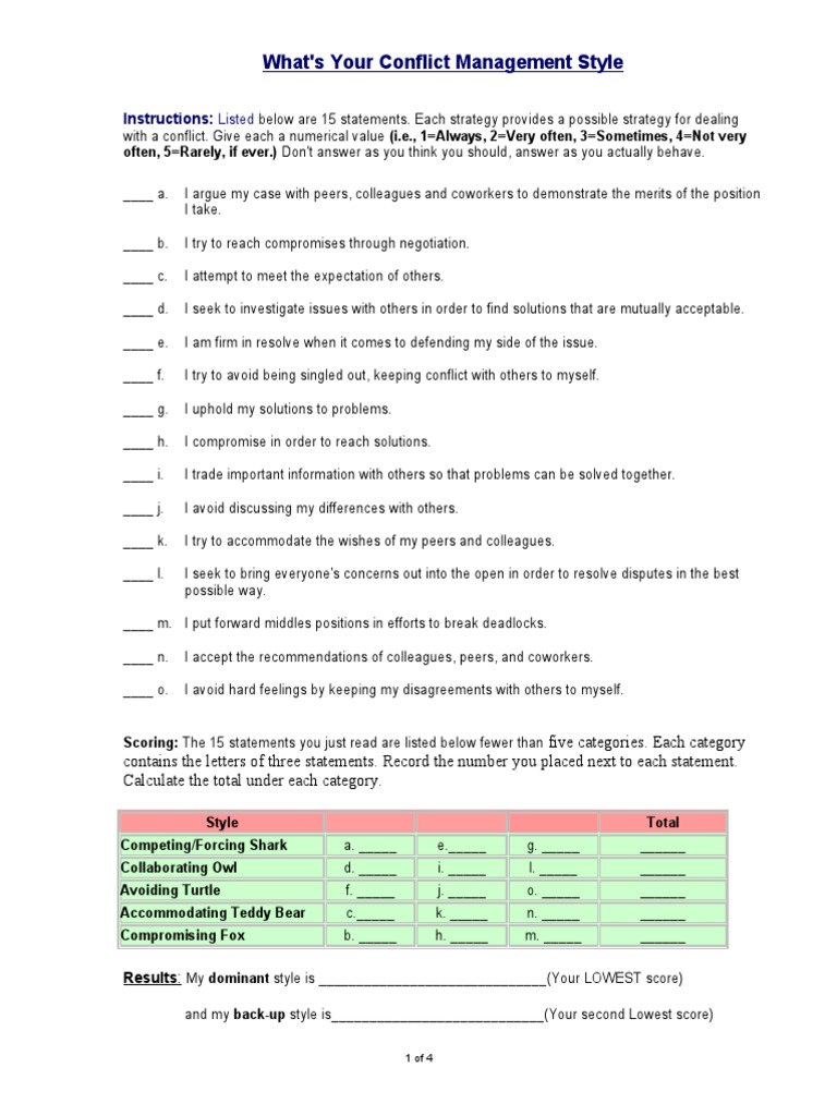 Conflict Management Styles | PDF