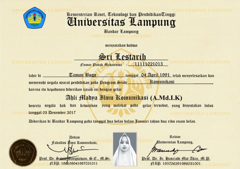 Ijazah d3 Sri Lestari | PDF