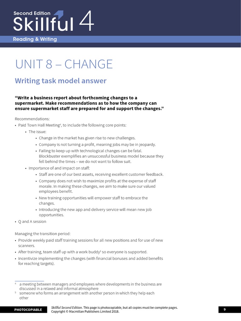 Sk2e - Level 4 - Unit 8 - Writing Model Answer | PDF
