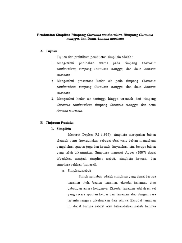 Pembuatan Simplisia | PDF