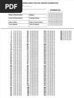Sample Answer Sheet CSC Exam | PDF
