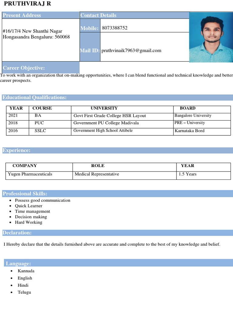 Pruthvi Resume | PDF