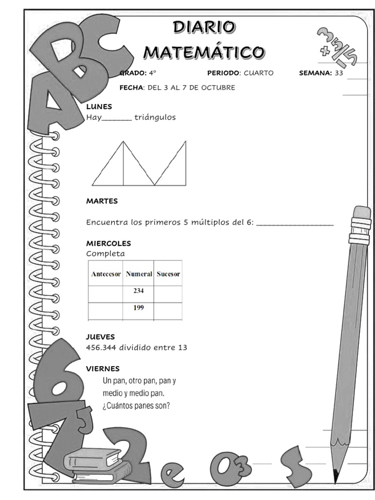 Diario Matemático 4° | PDF