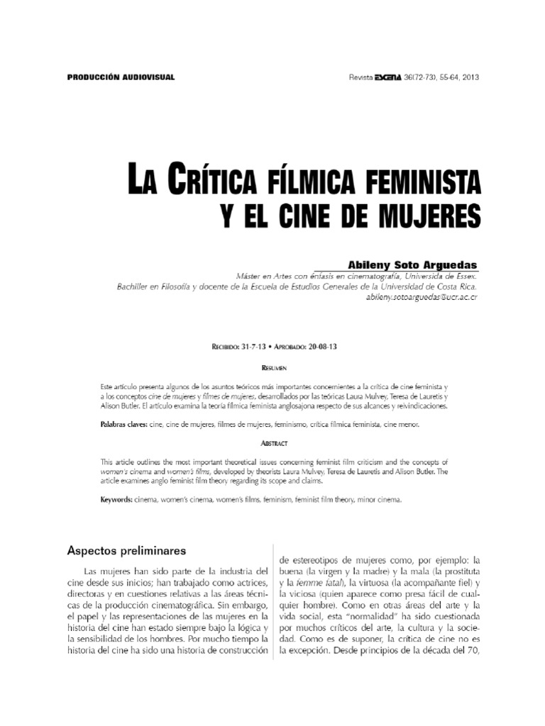 Soto Arguedas - Vista de La Crítica Fílmica Feminista y El Cine de ...