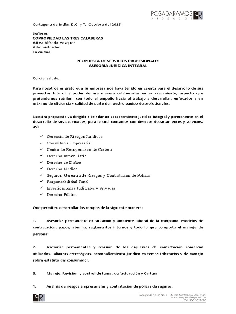 Modelo Carta de Presentacion Propuesta de Servicios | PDF | Condominio | Seguro