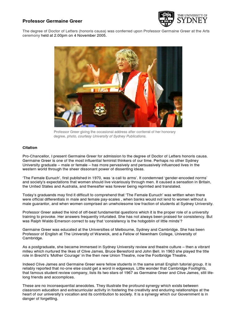 Professor Germaine Greer | PDF | Social Science | Art