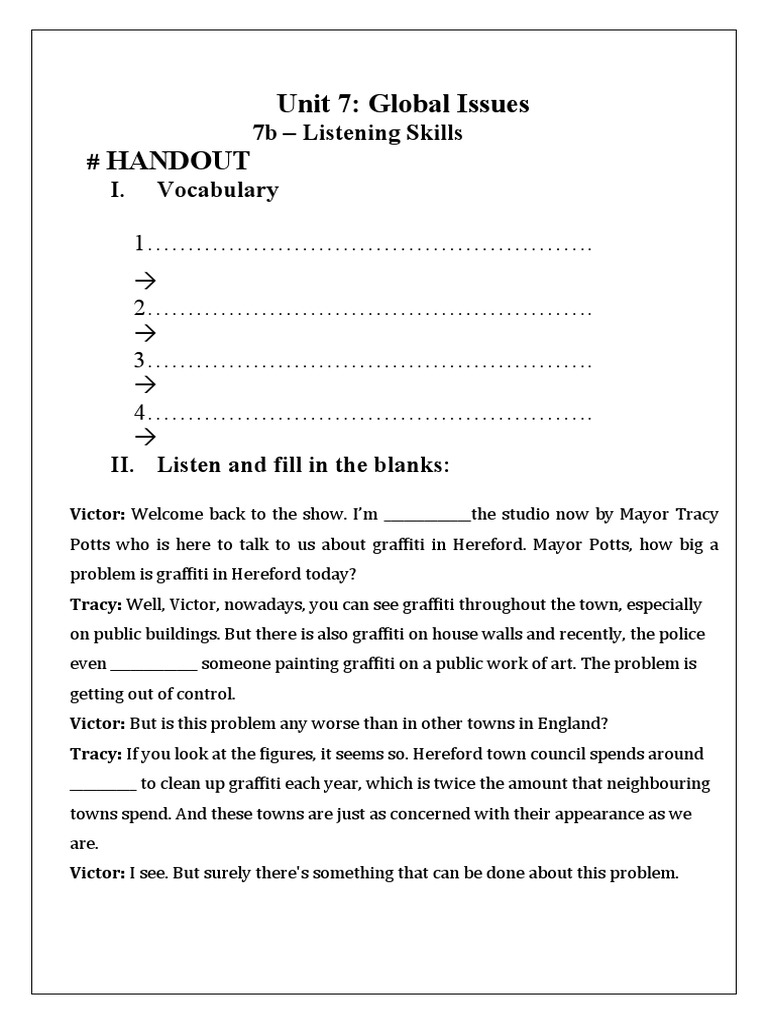 Handout Unit 7 - Listening | PDF