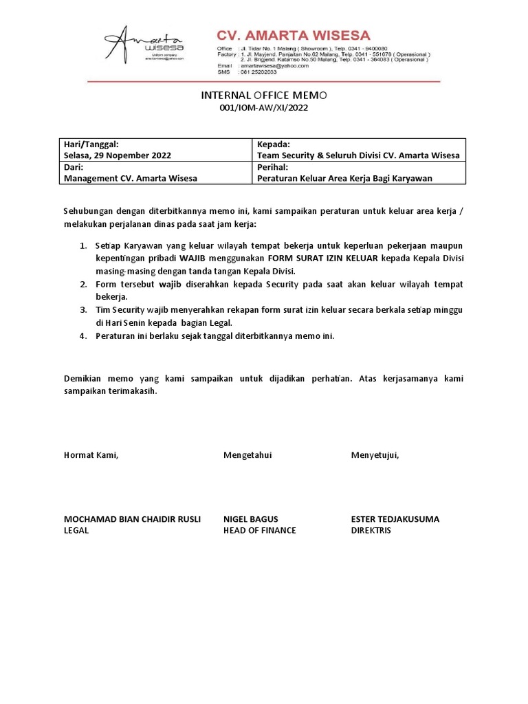 Iom - Surat Izin Keluar | PDF