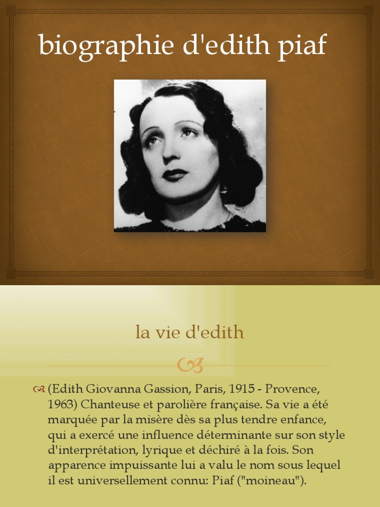 Biographie d'Édith Piaf | PDF