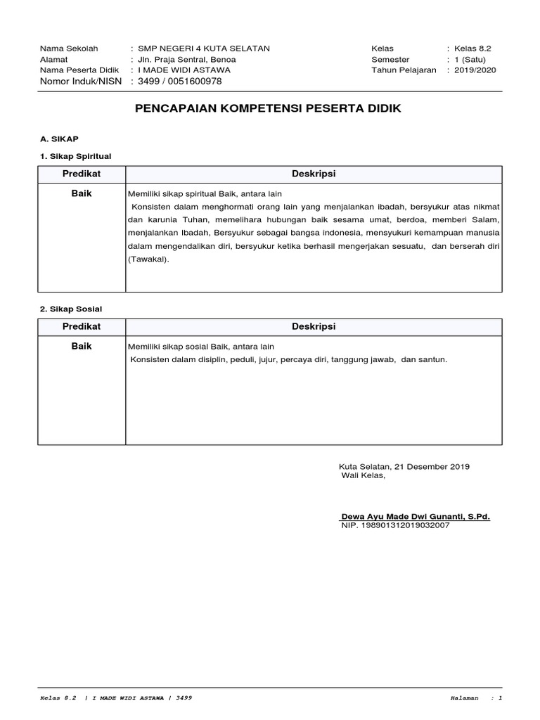 Rapor_I MADE WIDI ASTAWA_20191 | PDF