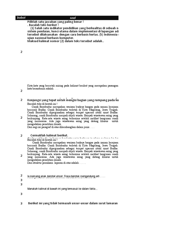 Format - Soal - Download UAS Kelas XII Bhs - Indonesia | PDF