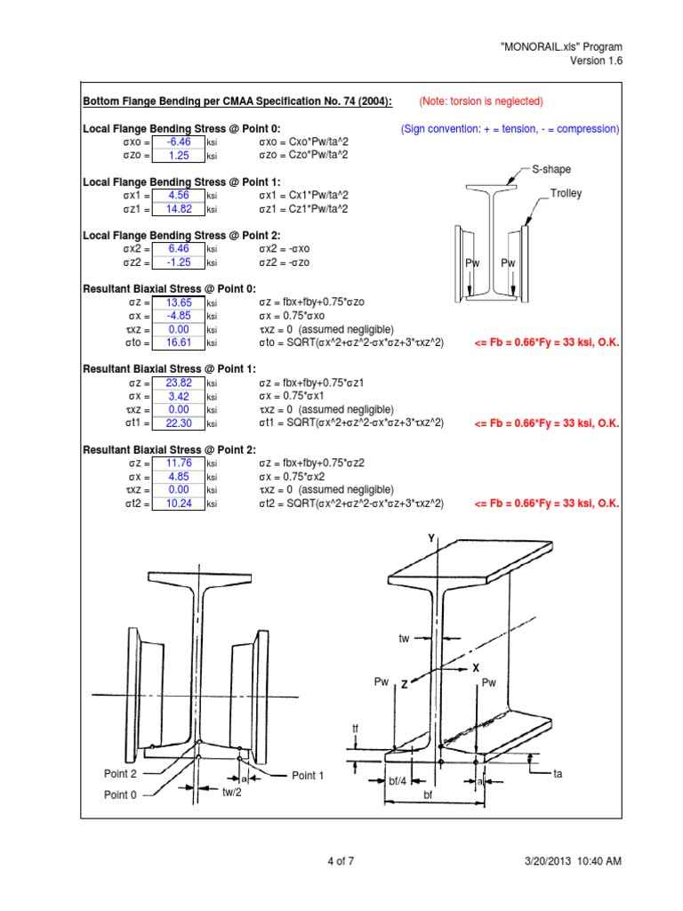 (Sign Convention: + Tension, - Compression) - 6.46 1.25: Ksi Ksi | PDF ...