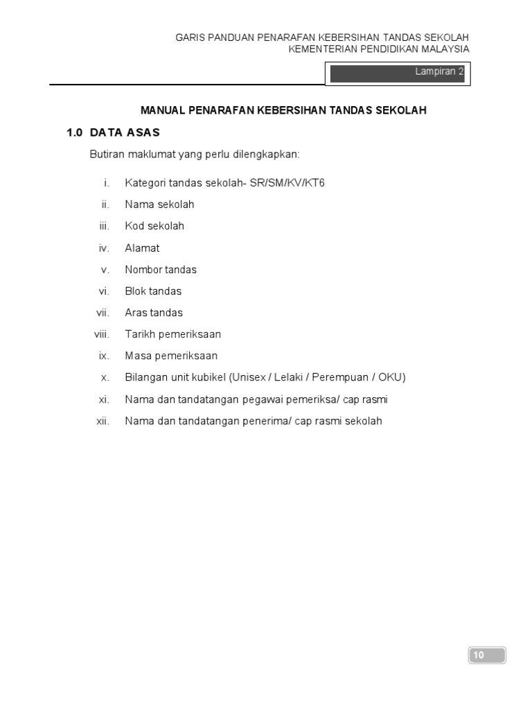 Kriteria Penarafan Tandas | PDF