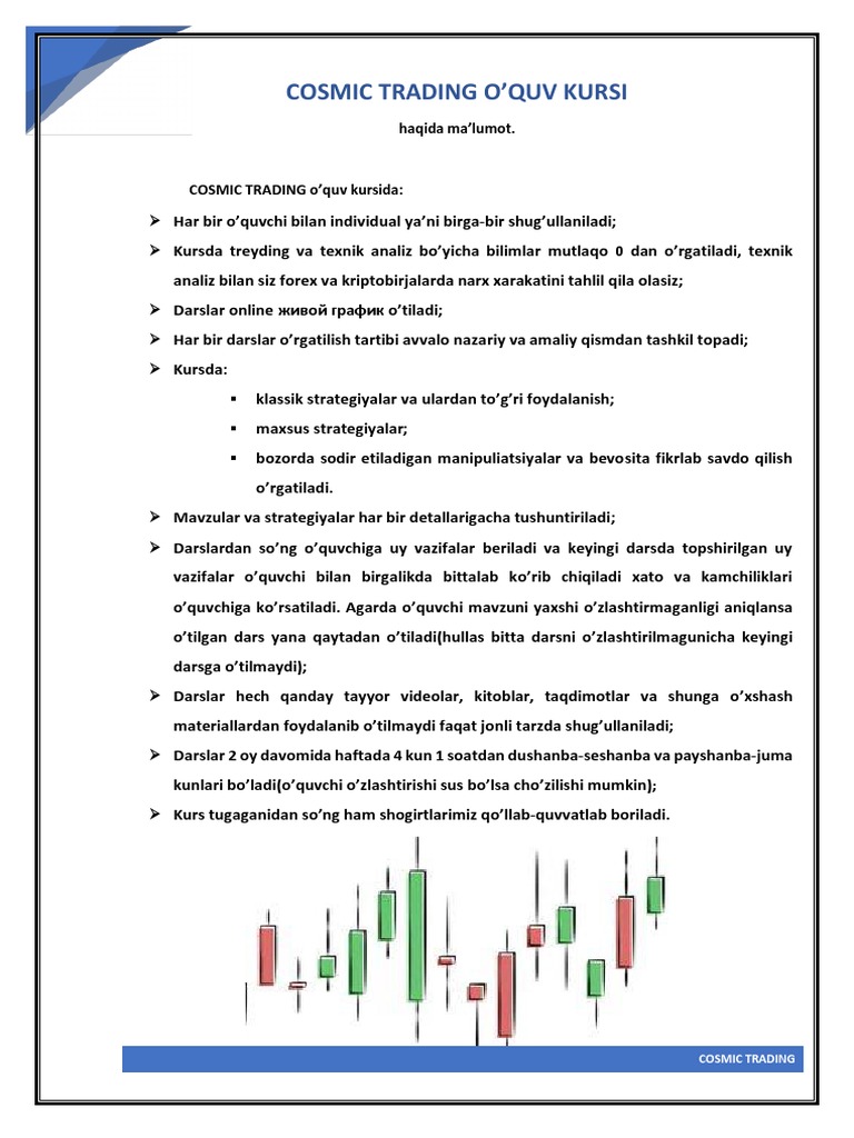 Cosmic Trading O'quv Kursi | PDF