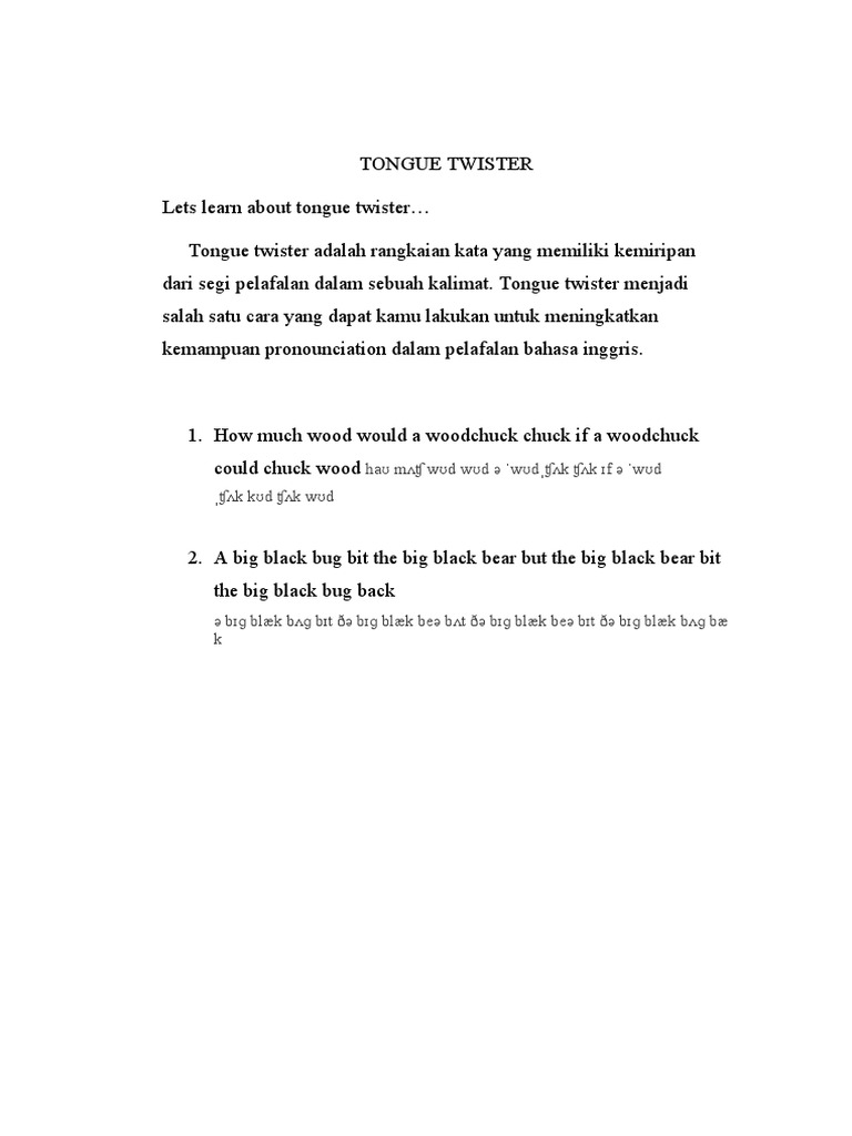 Tongue Twister Level 1 2 3 | PDF