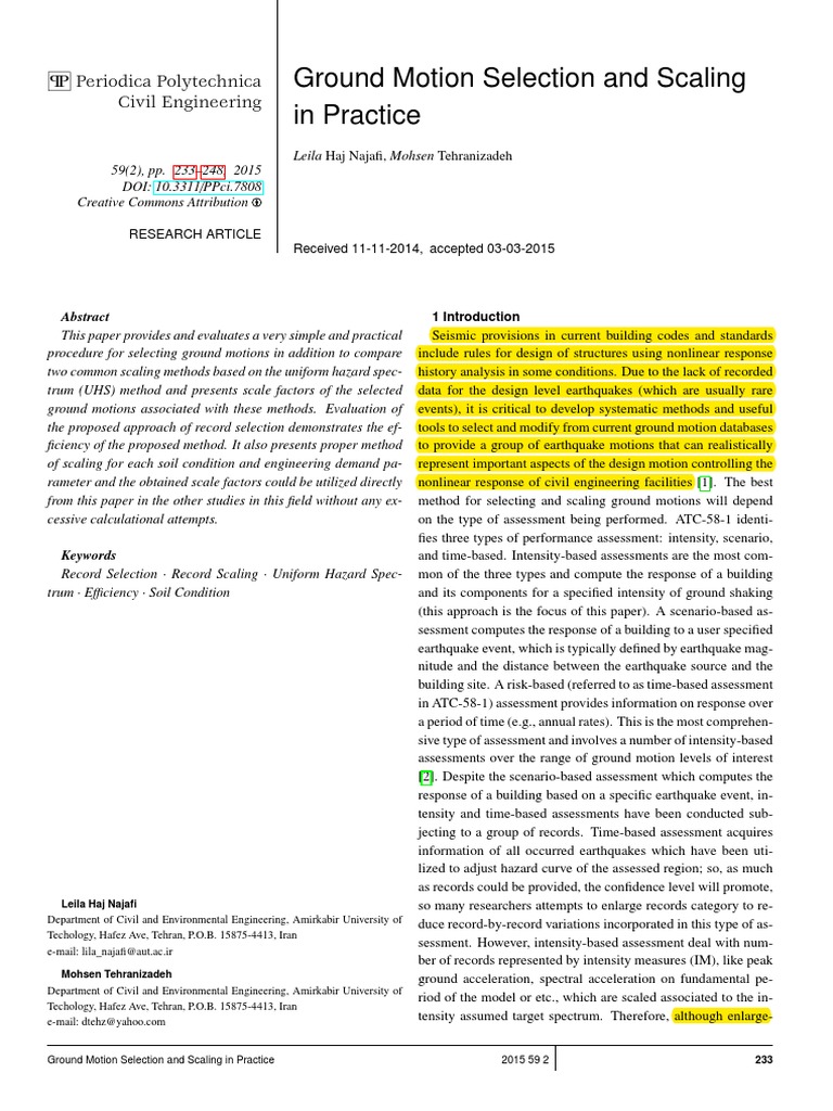 8.0 Ground Motion Selection and Scaling in Practice | PDF