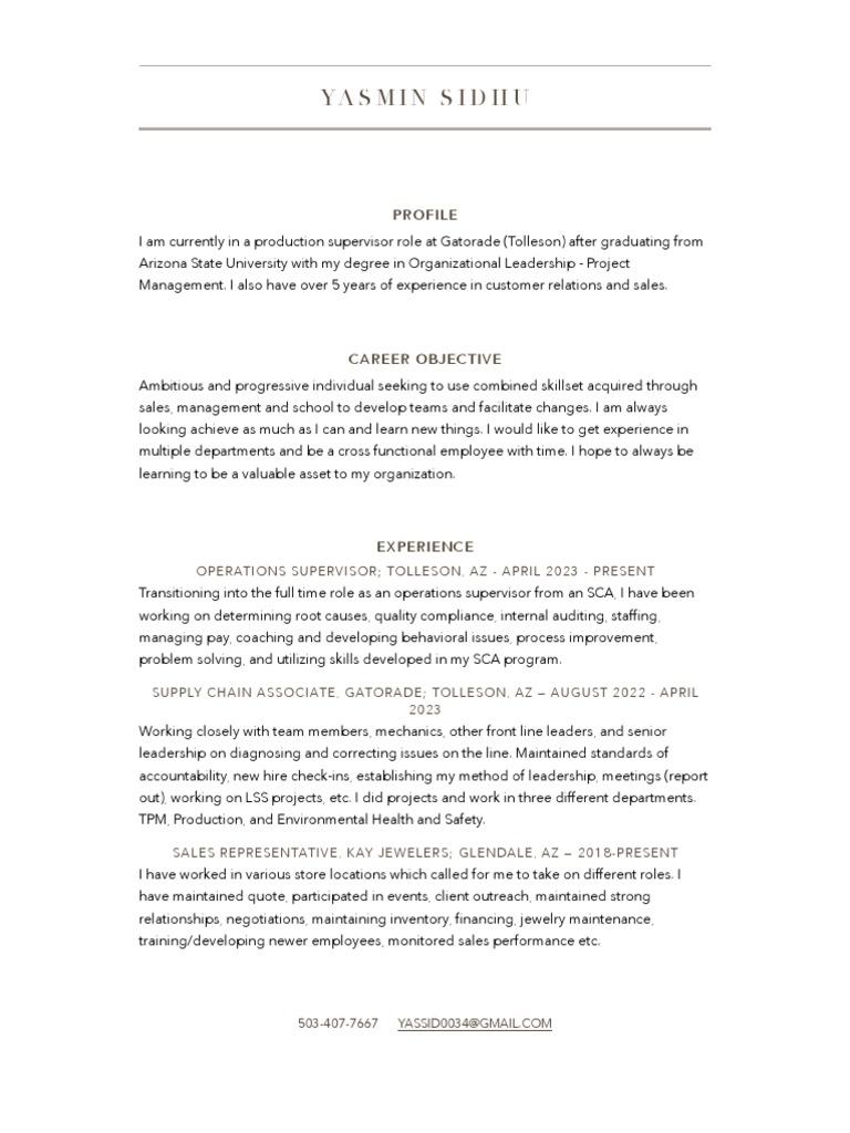 Yasmin Sidhu: Profile | PDF