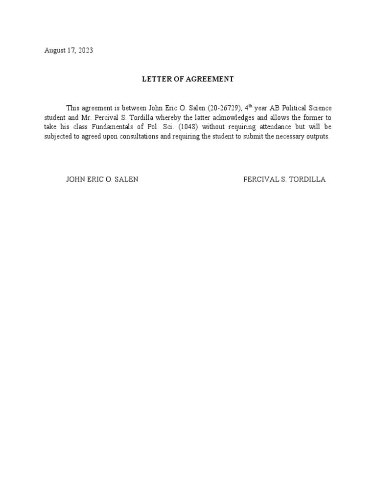 Letter of Agreement | PDF