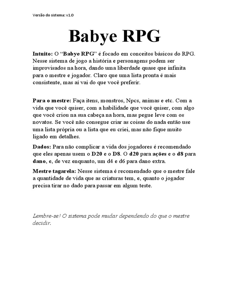 Baby RPG | PDF | Jogos de RPG | Inteligência