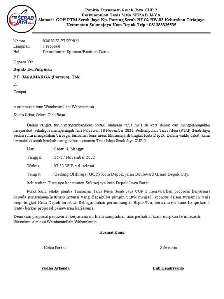 Surat Pengantar Proposal ORIGINAL | PDF