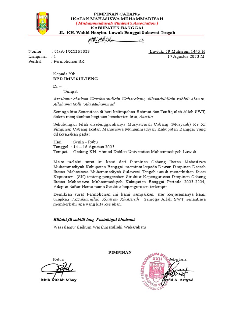 Permohonan SK PC Imm Banggai | PDF