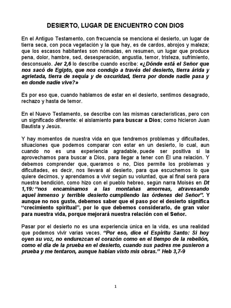DESIERTO Lugar de Encuentro Con Dios | PDF
