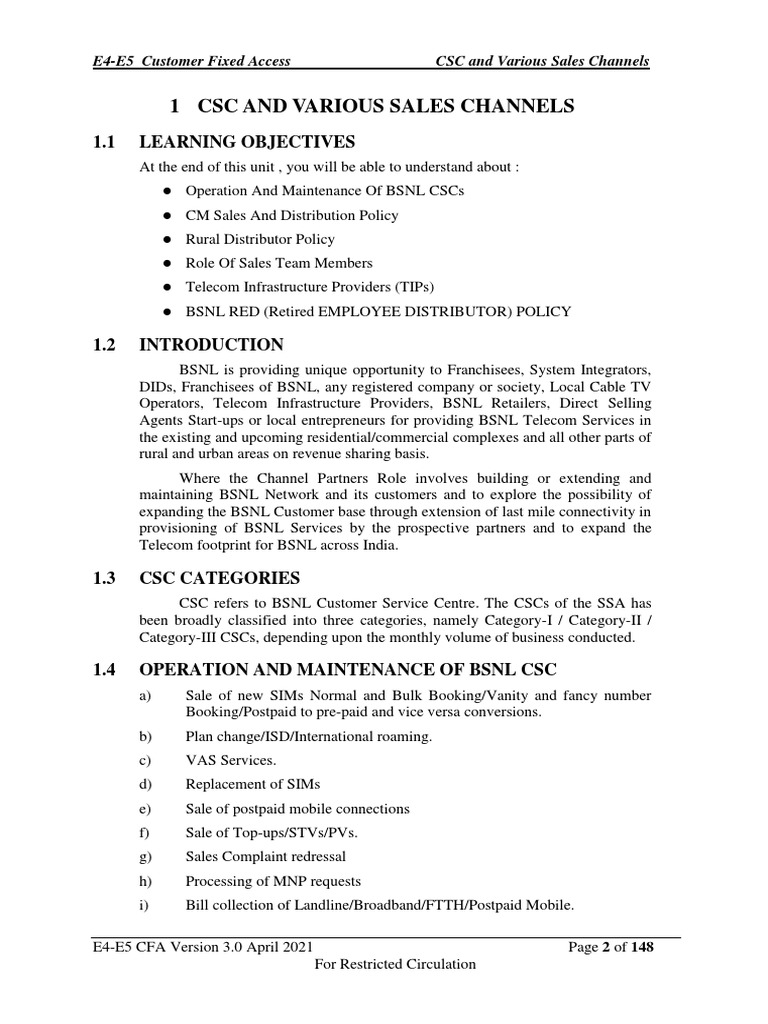 E4-E5 - Text - Chapter 1. CSC AND VARIOUS SALES CHANNELS | PDF