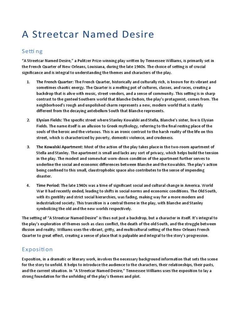 Setting and Context in Streetcar Desire | PDF