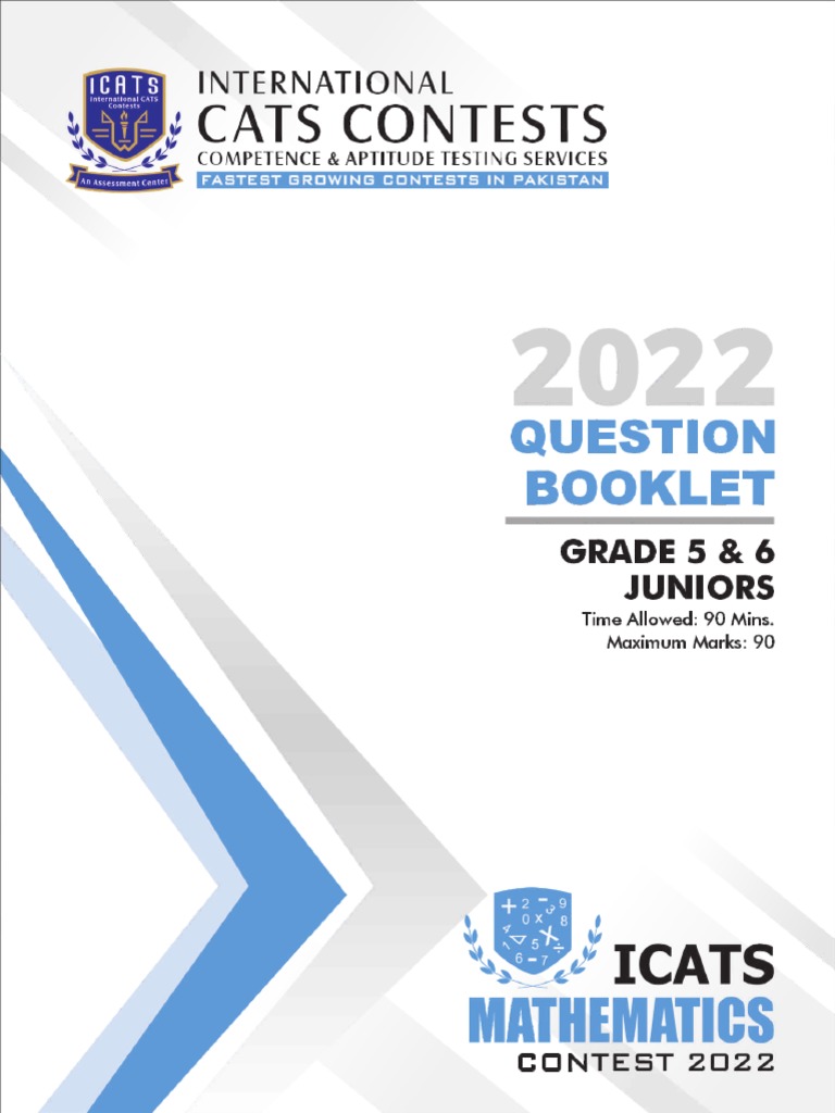 Question Paper ICATS Mathematics Contest 2022 Grade 5 6 | PDF