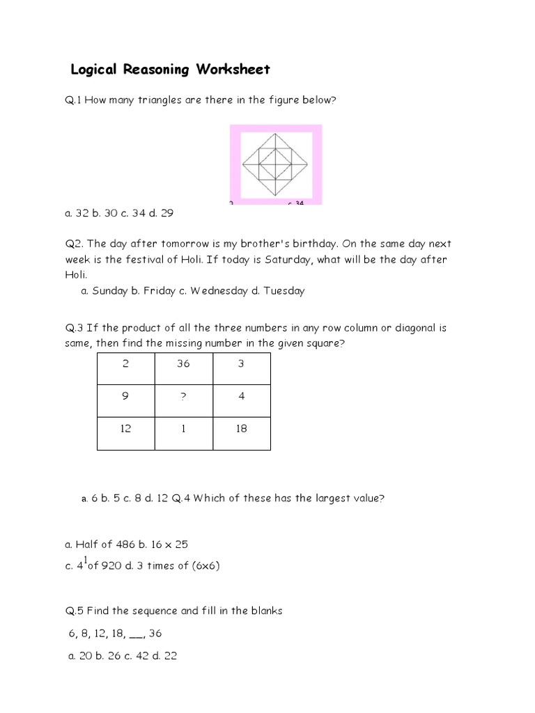 Logical Worksheet | PDF