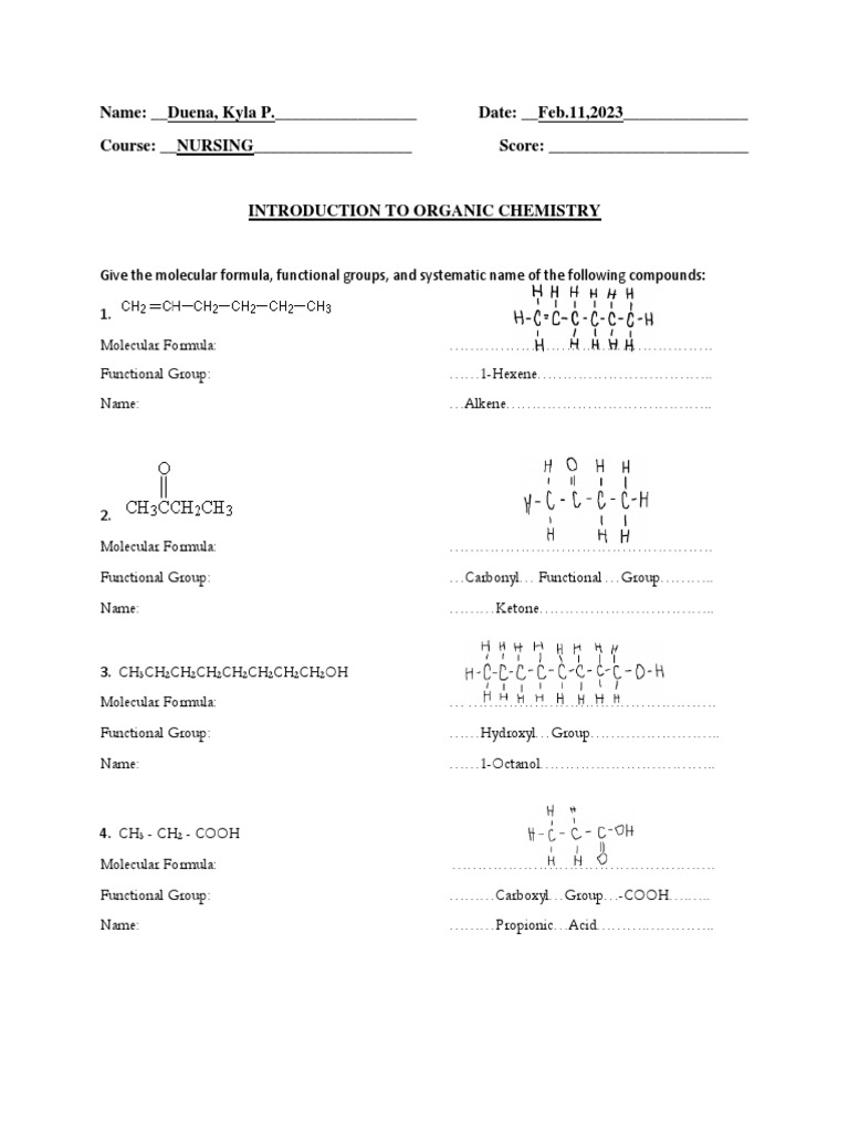EAC - Intro To Organic Chem Worksheet | PDF