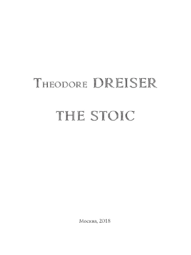 The Stoic by Theodore Dreiser | PDF