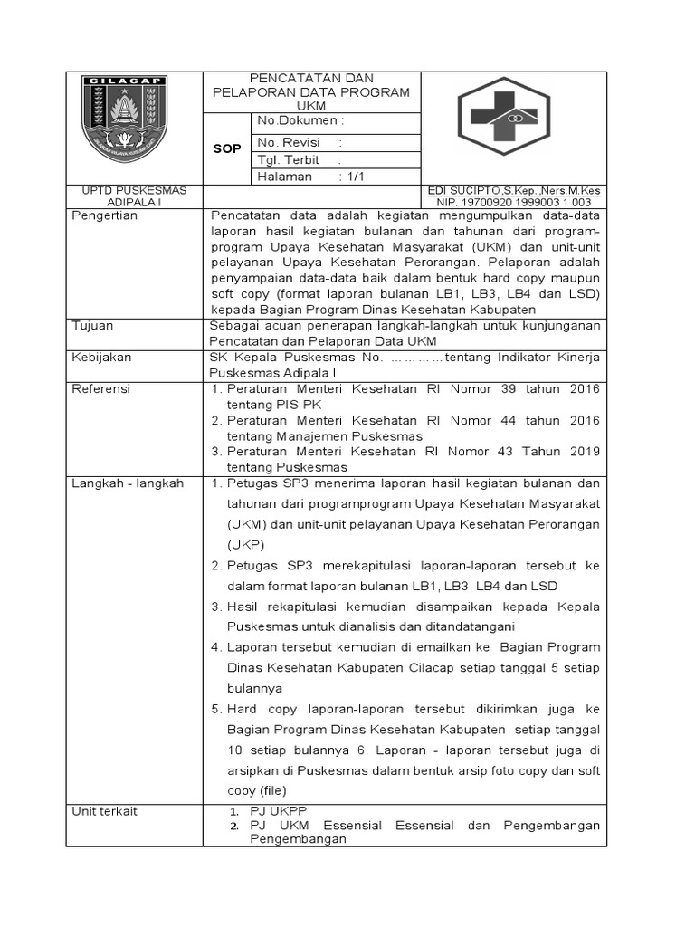 Sop Pencatatan Dan Pelaporan | PDF | Pengembangan Diri | Kesehatan Holistik