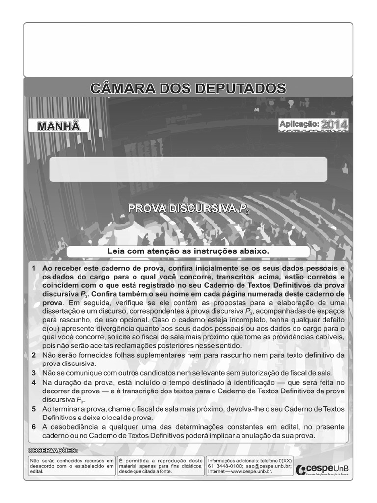 (Prova Discursiva - P3) Consultor Legislativo - Área XV (CD) | PDF