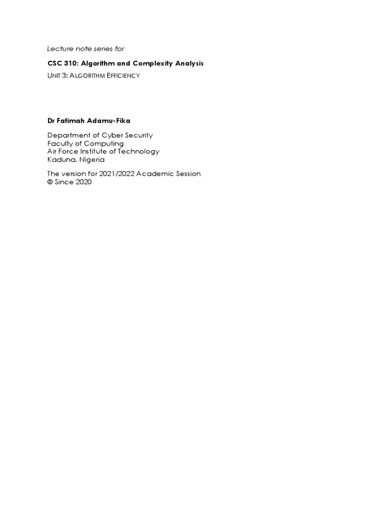 CSC310 03 Algorithm Efficiency | PDF