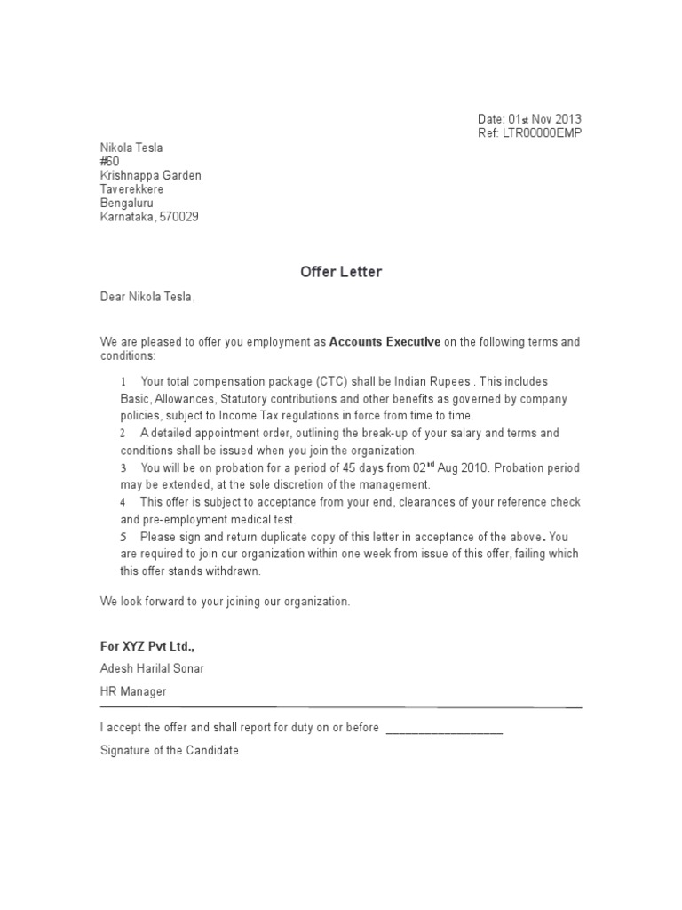 Offer Letter Sample | PDF