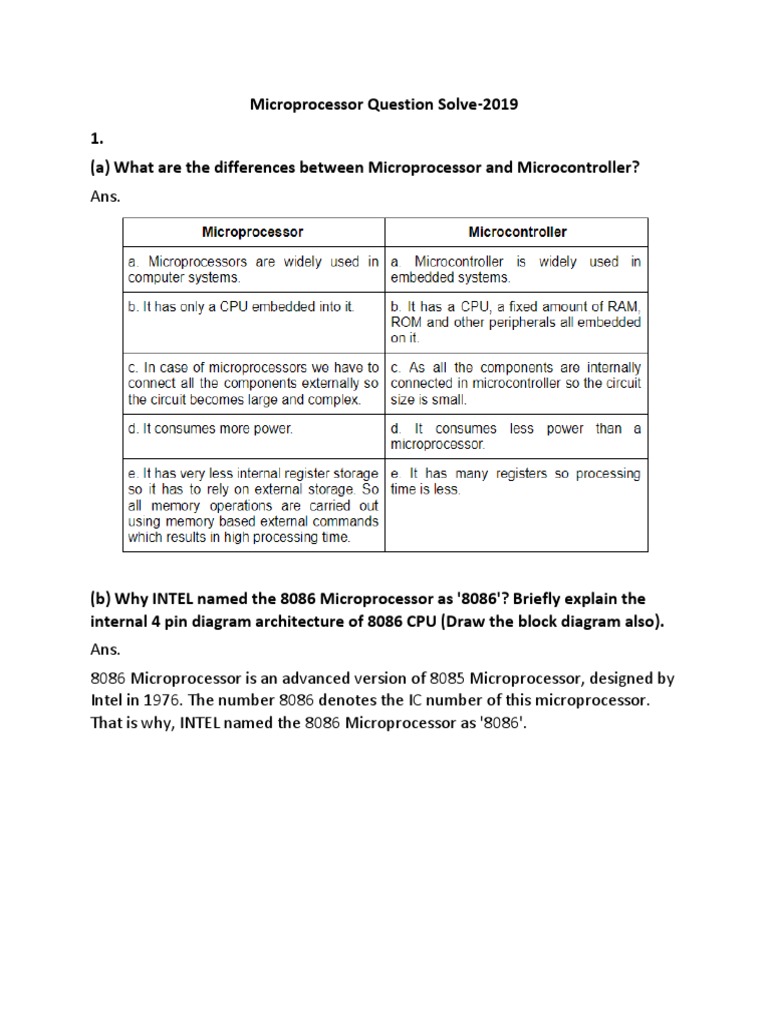 Microprocessor Quesion Solve-2019 | PDF | Central Processing Unit | Assembly Language