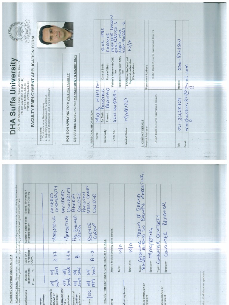 DHA Suffa University Application Form | PDF