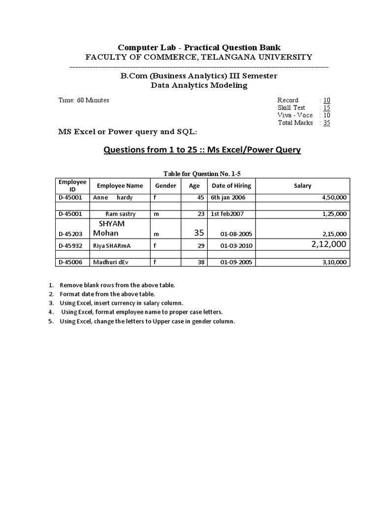 Assignment TU BCom Data Analytic Model QP | PDF | Sql | Cybernetics