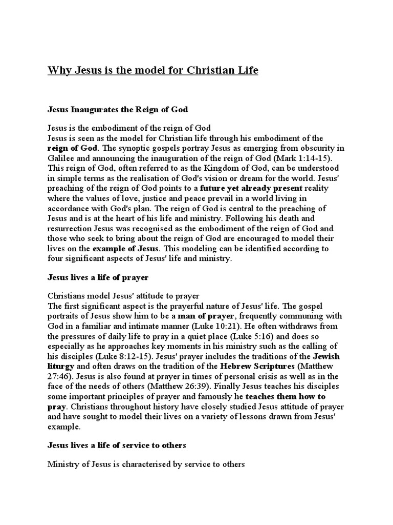 3 Jesus The Model For Christian Life | PDF