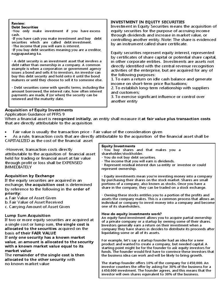 Understanding Equity Securities Investments | PDF | Dividend | Stocks