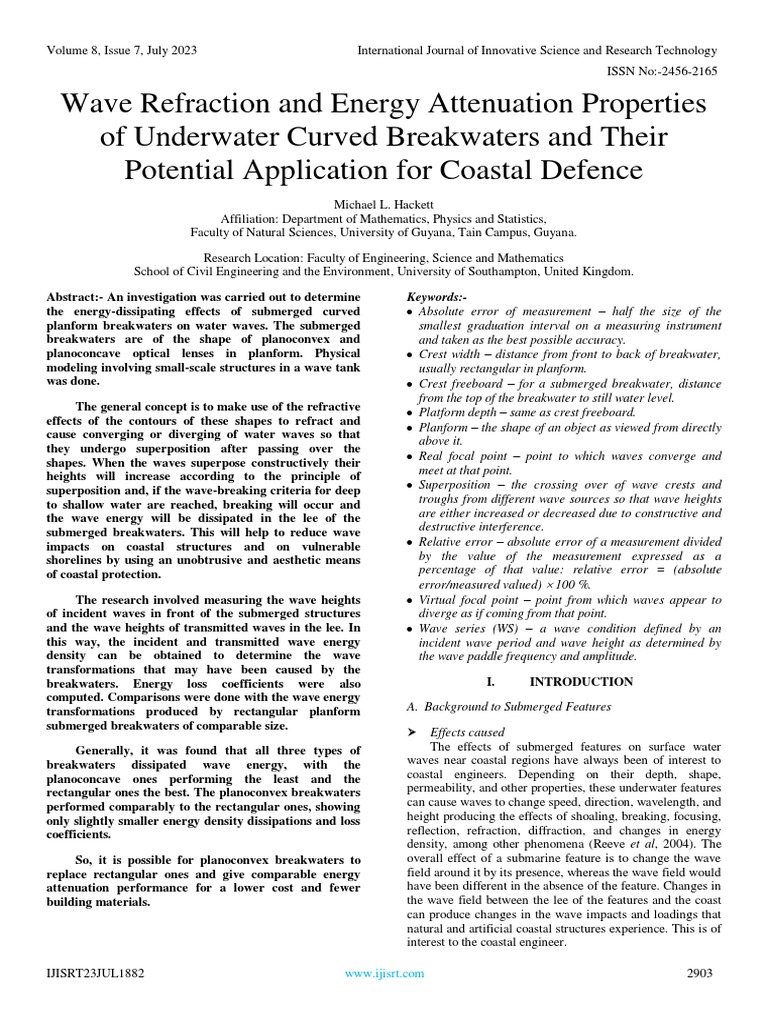 Wave Refraction and Energy Attenuation Properties of Underwater Curved ... Wave Refraction and Energy Attenuation Properties of Underwater Curved ...